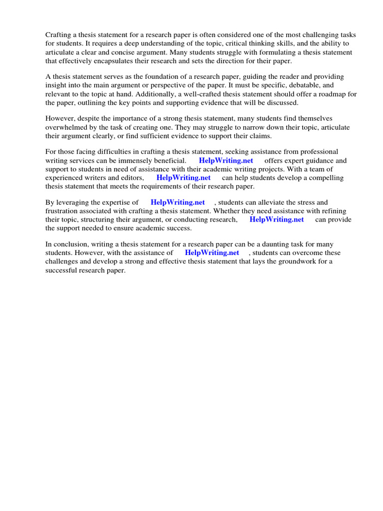 Thesis Statement Formula For Research Paper | PDF | Essays | Thesis