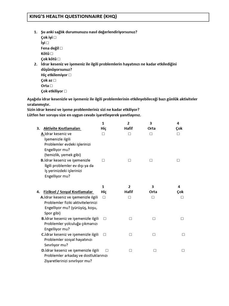 King's Health Questionnaire (KHQ) | PDF