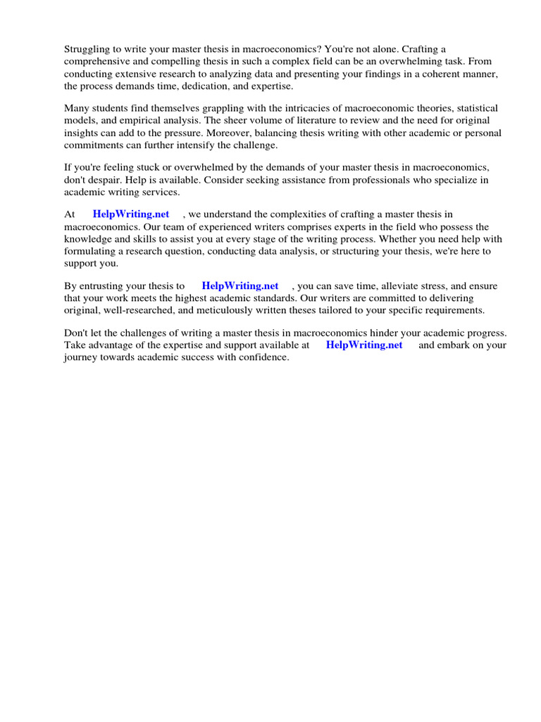 Master Thesis Macroeconomics | PDF | Finance & Money Management ...