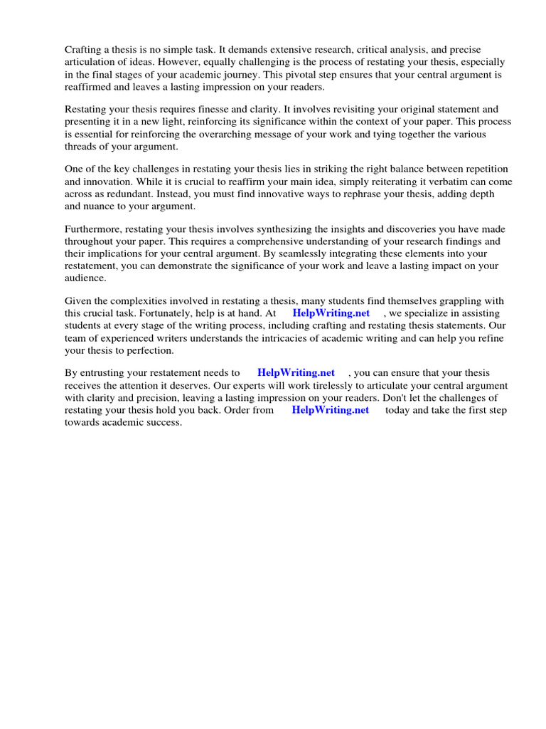 How To Restate Your Thesis | PDF