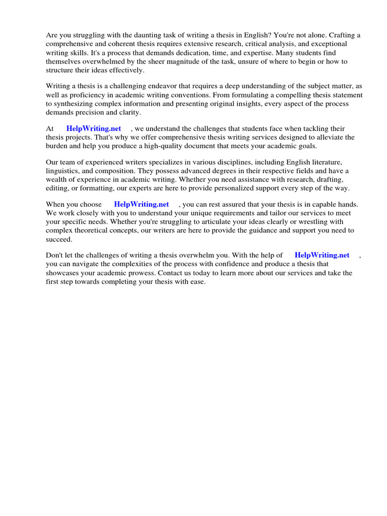 Sample English Thesis PDF | PDF | Adolescence | Thesis