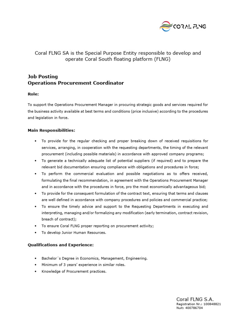Job Posting - Operations Procurement Coordinator | PDF | Procurement ...