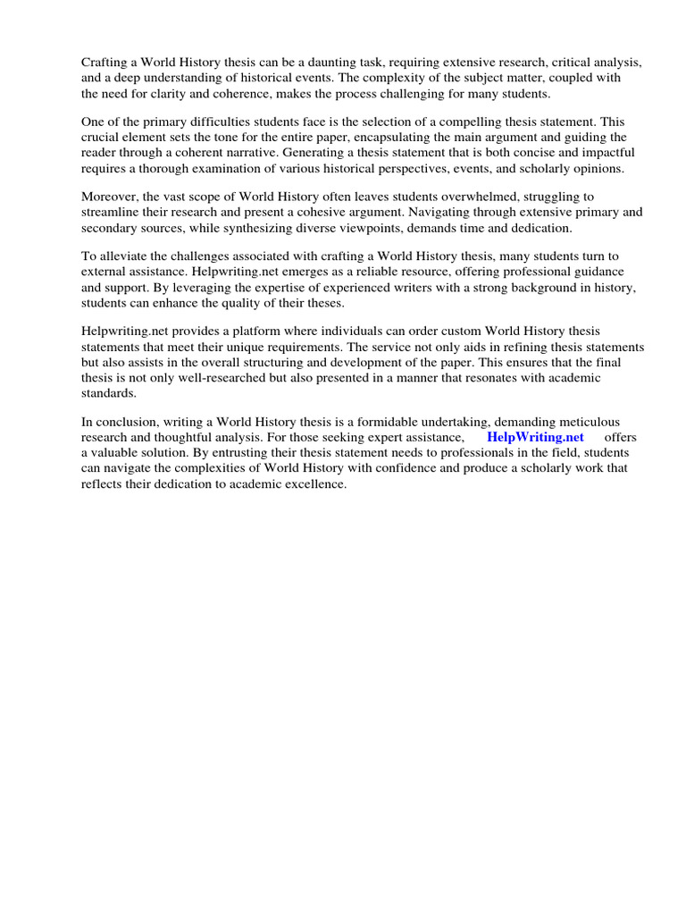 World History Thesis Statements Examples | Download Free PDF | Essays ...