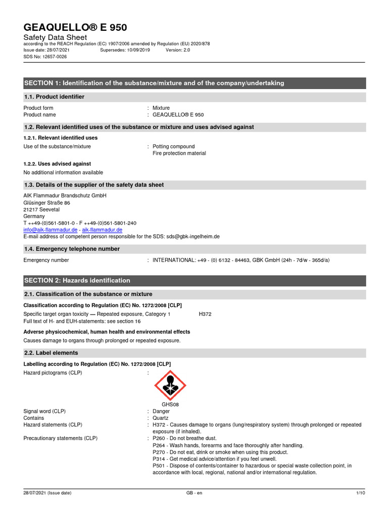 MSDS Geaquello-E-950 en | PDF
