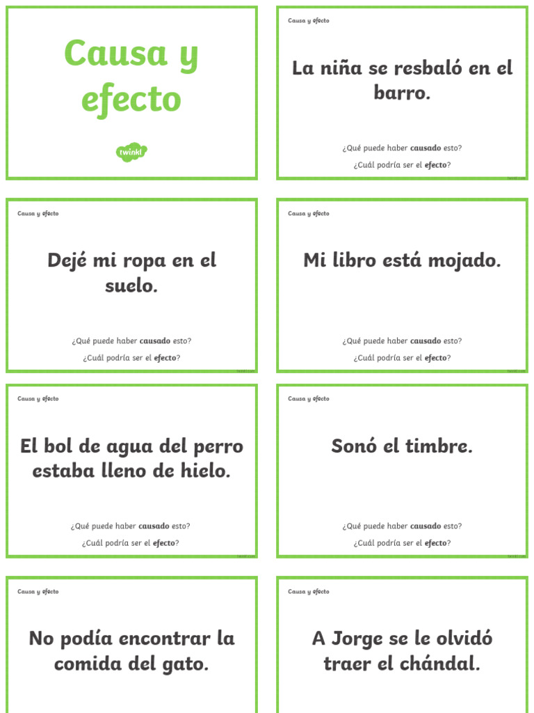 Tarjetas de Causas y Consecuencias | PDF