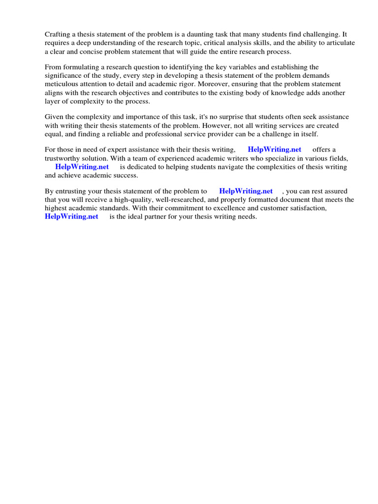 Thesis Writing Statement of The Problem | PDF | Thesis | Essays