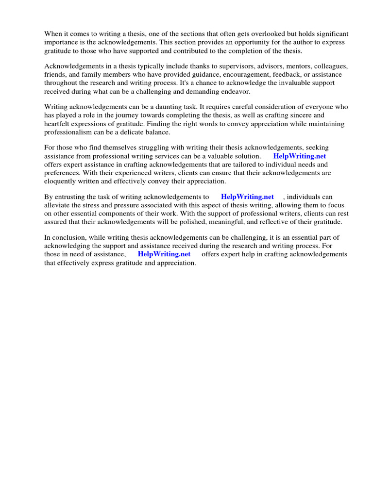 What To Write in A Thesis Acknowledgements | PDF | Thesis