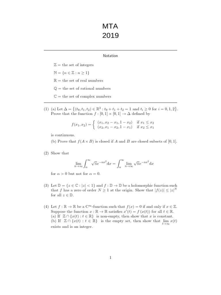 JRF Math MTA 2019 | PDF