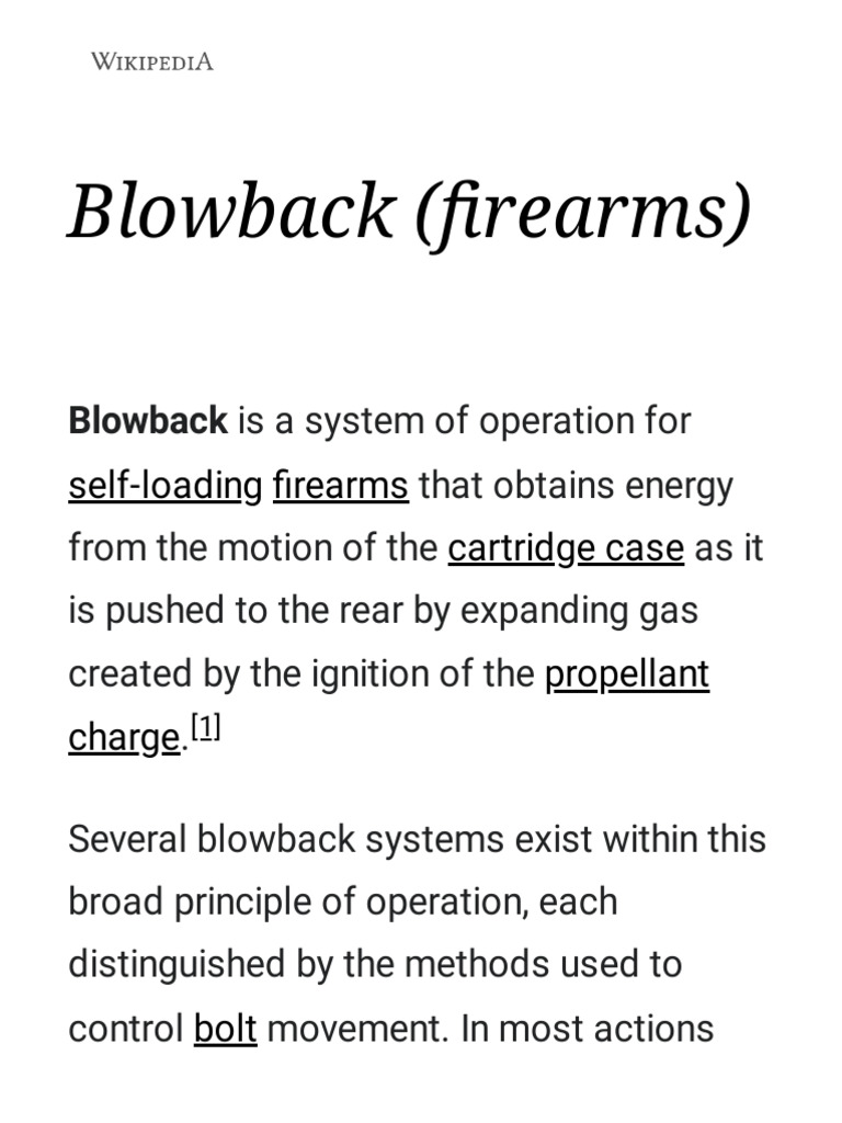 Blowback (Firearms) - Wikipedia | PDF | Cartridge (Firearms) | Ballistics