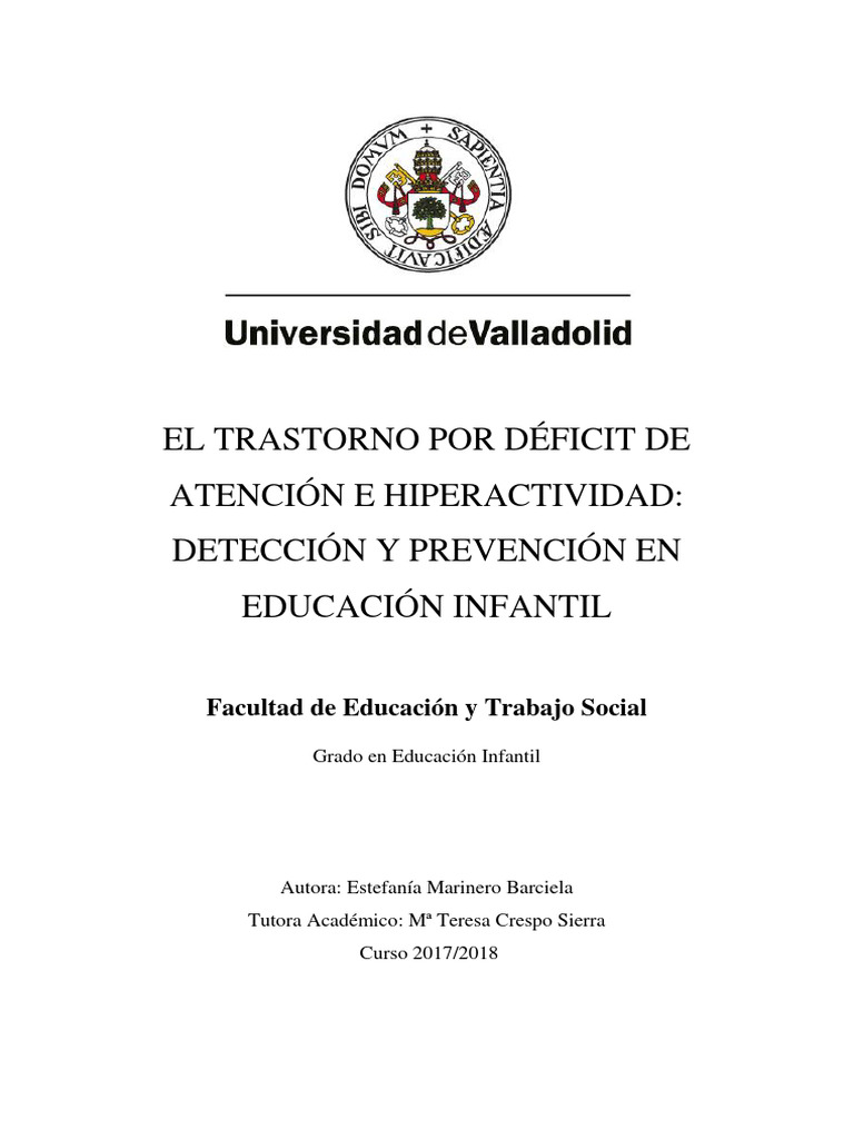 Tfg-g3085 El Trastorno Por Deficit de Atencion. Deteccion y Prevencion ... Tfg-g3085 El Trastorno Por Deficit de Atencion. Deteccion y Prevencion ...