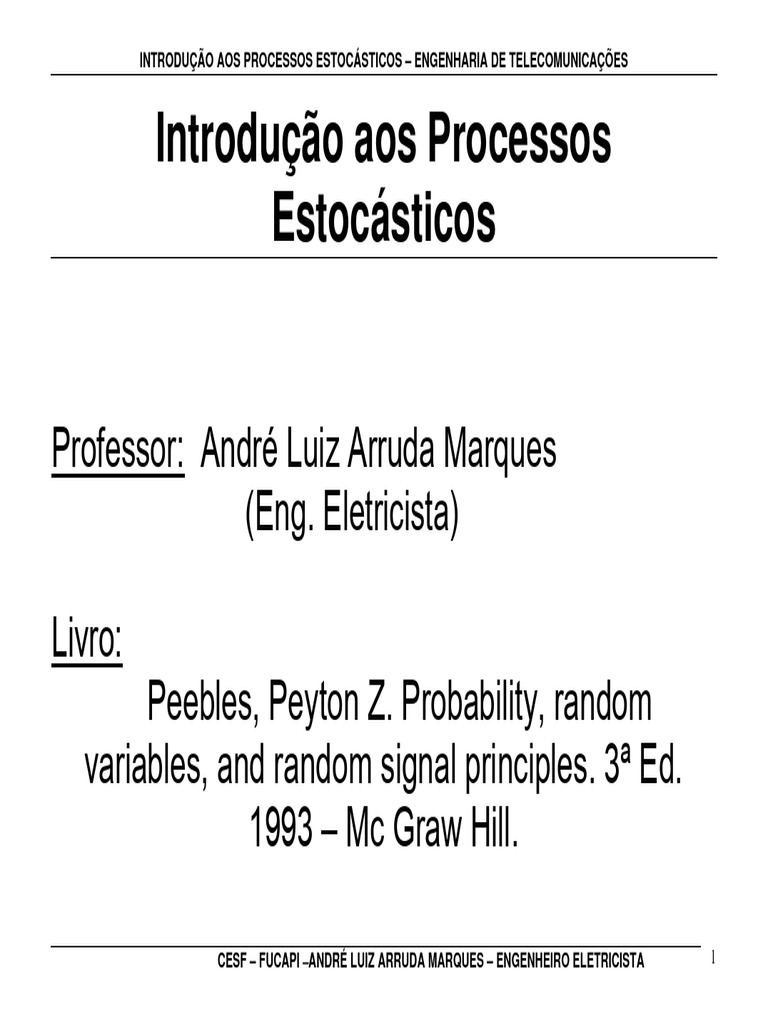 21 Processos Estocasticos | PDF | Métodos e Materiais de Ensino