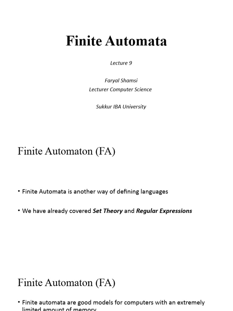 05 Finite Automata | PDF | Theoretical Computer Science | String (Computer Science)