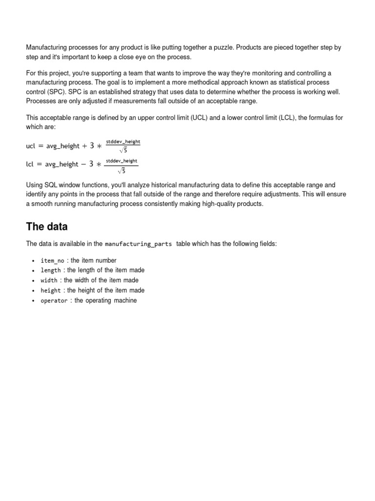 SQL Manufacturing | PDF | Data Management | Applied Mathematics SQL Manufacturing | PDF | Data Management | Applied Mathematics