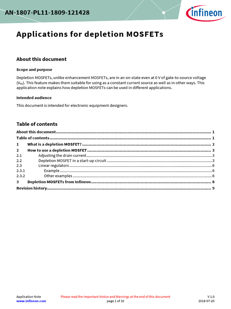 Infineon-Application Note Applications For Depletion MOSFETs-AN-v01 00 ...