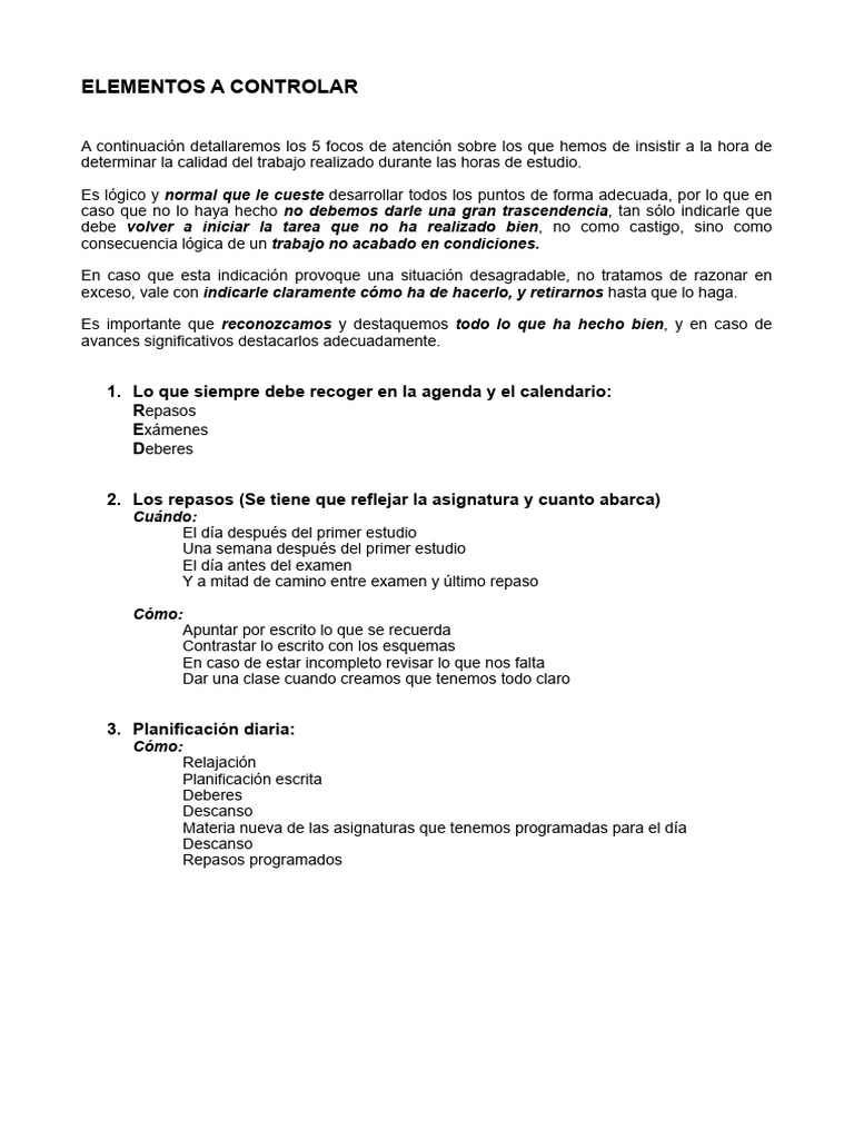 Elementos a controlar | PDF