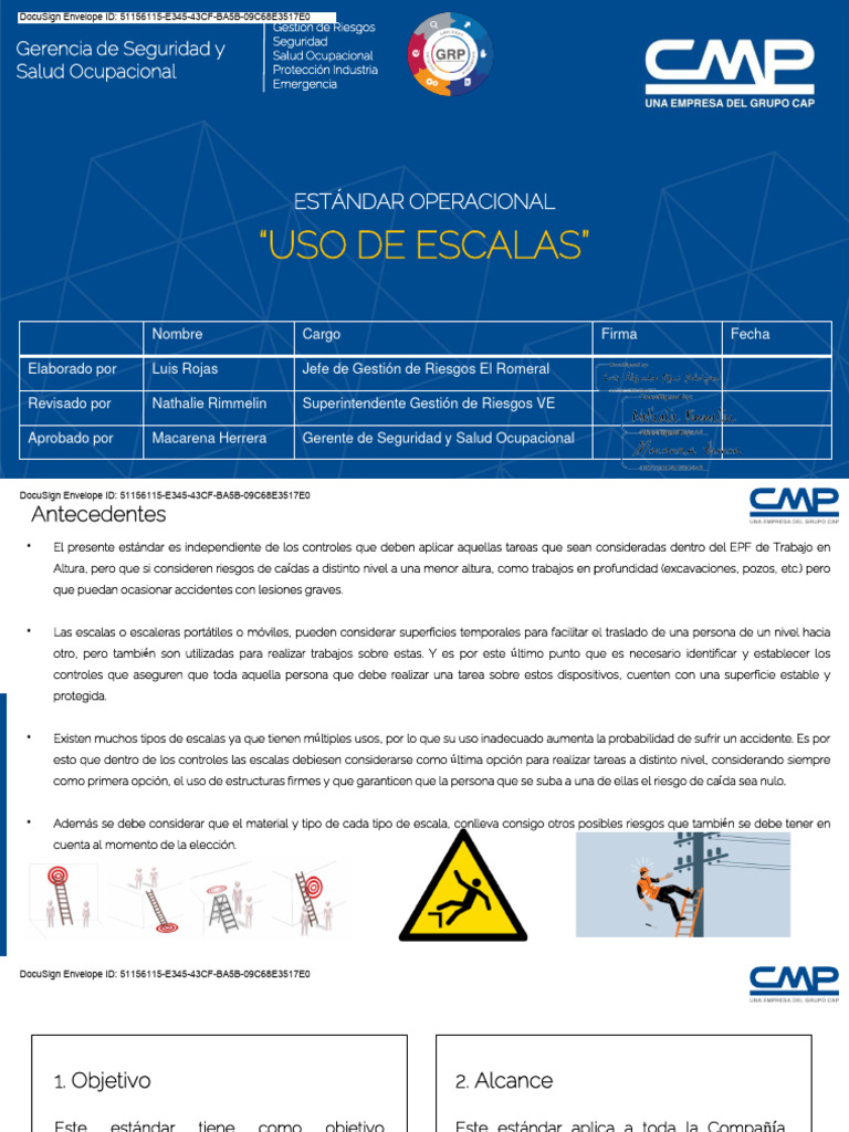 Estándar Operacional Uso de Escalas | PDF | Seguridad y salud ocupacional
