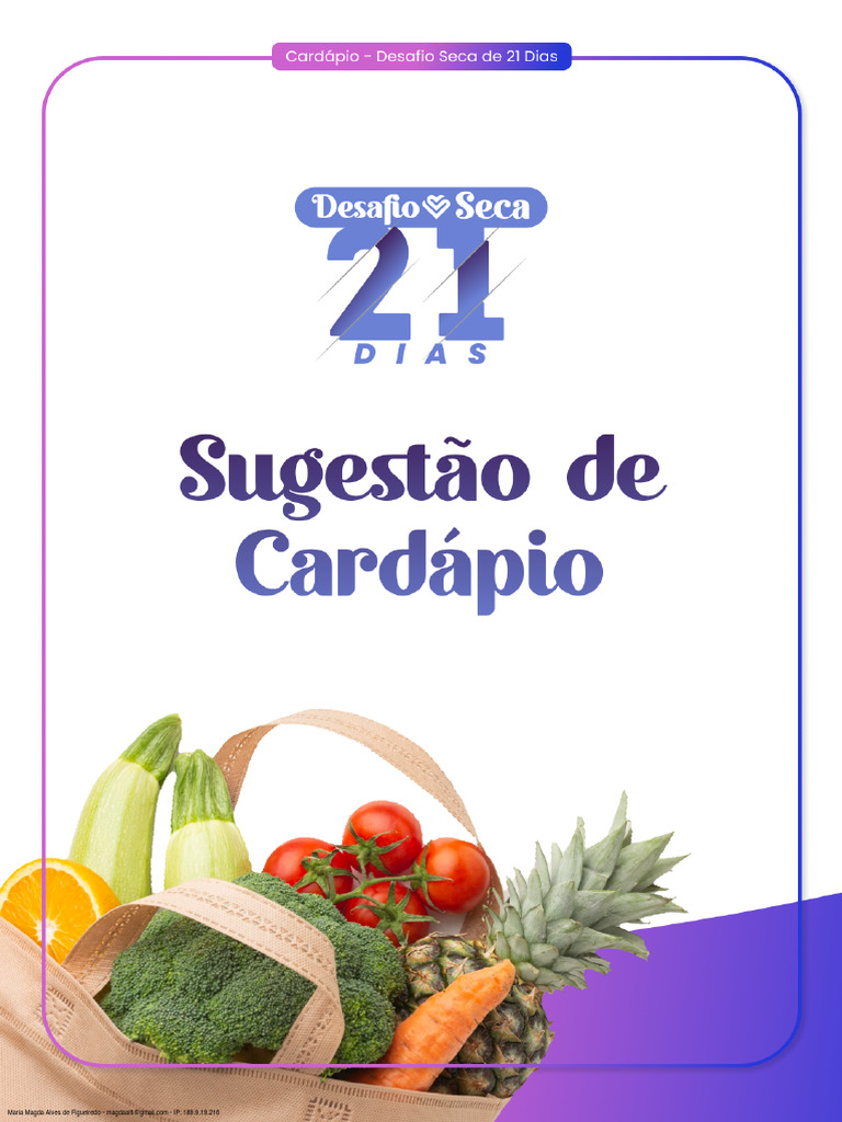 Cardápio - Desafio Seca de 21 Dias | PDF