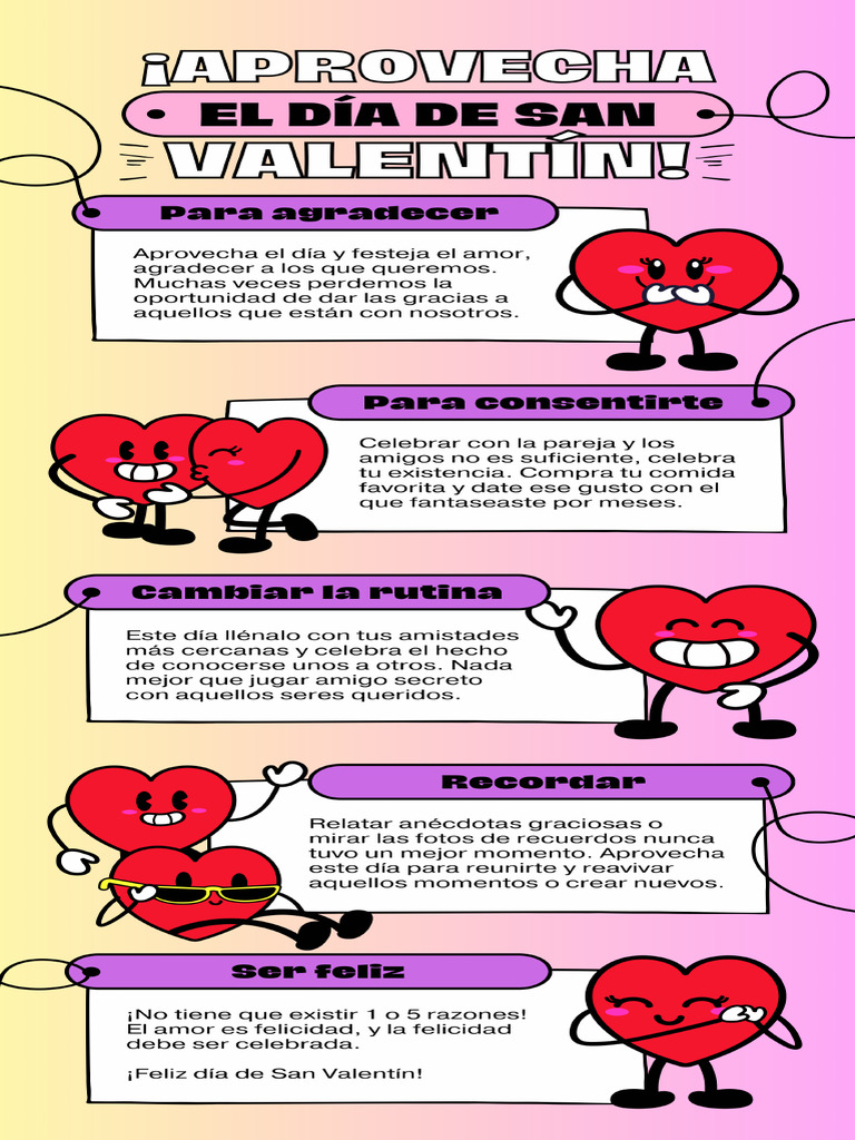 Infografia San Valentín Amor Ilustrada Rosa Rojo | PDF