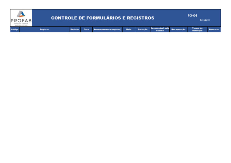 FO-004 - Controle de Formulários e Registros | PDF