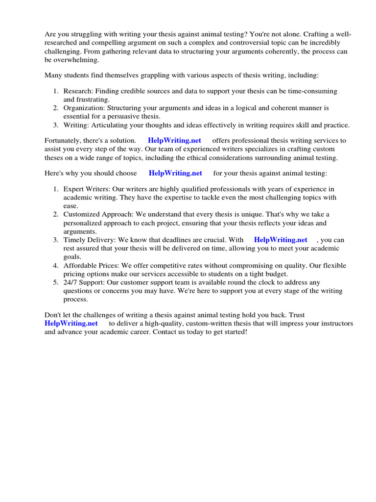 Thesis Against Animal Testing | PDF | Animal Testing | Clinical Trial