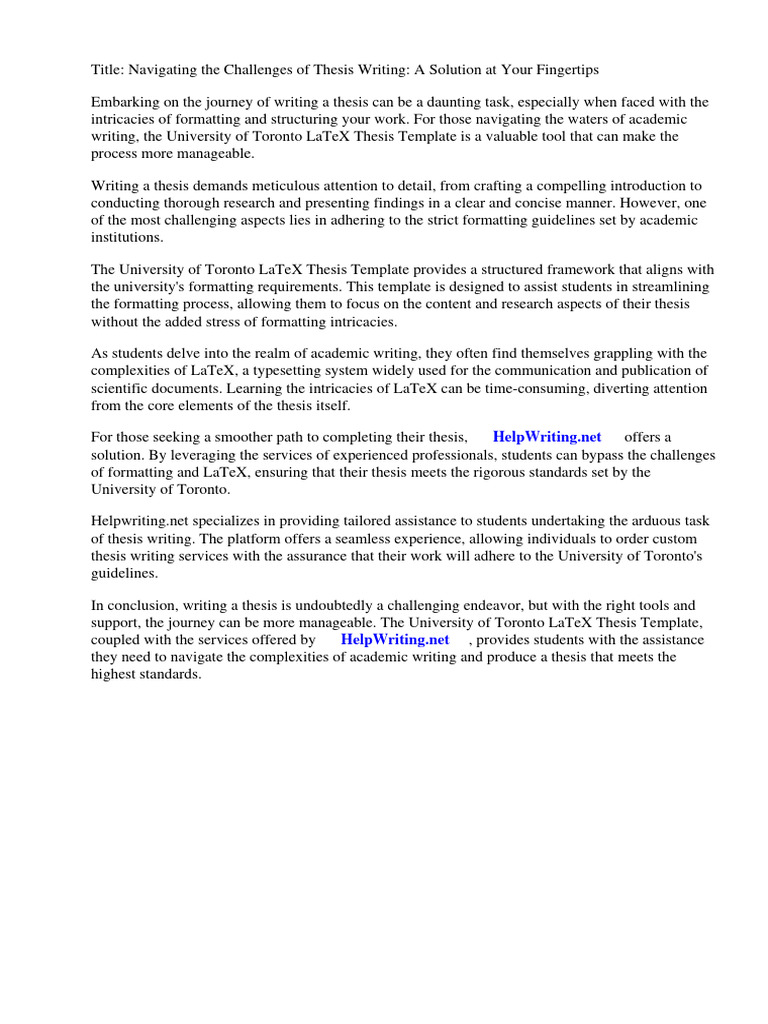 University of Toronto Latex Thesis Template | PDF | Thesis | Te X
