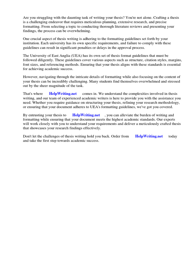 Uea Thesis Format Guidelines | PDF | Thesis | Apa Style