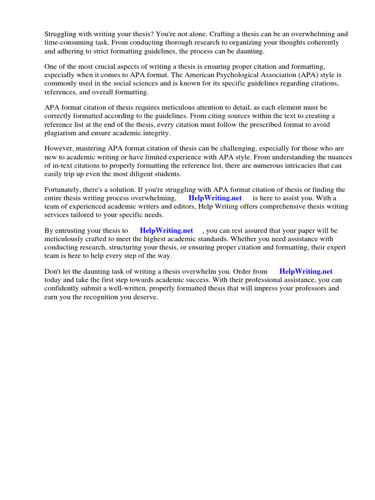 Apa Format Citation Of Thesis Pdf Apa Style Thesis