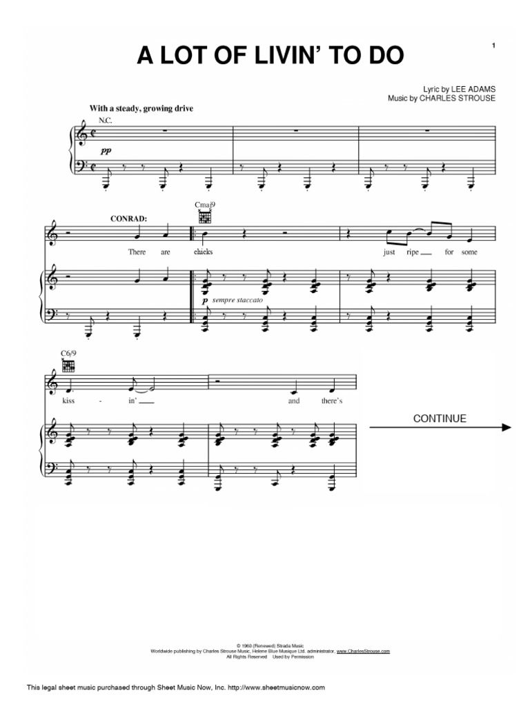 A Lot of Livin' To Do (Bye Bye Birdie) Sheet Music | PDF