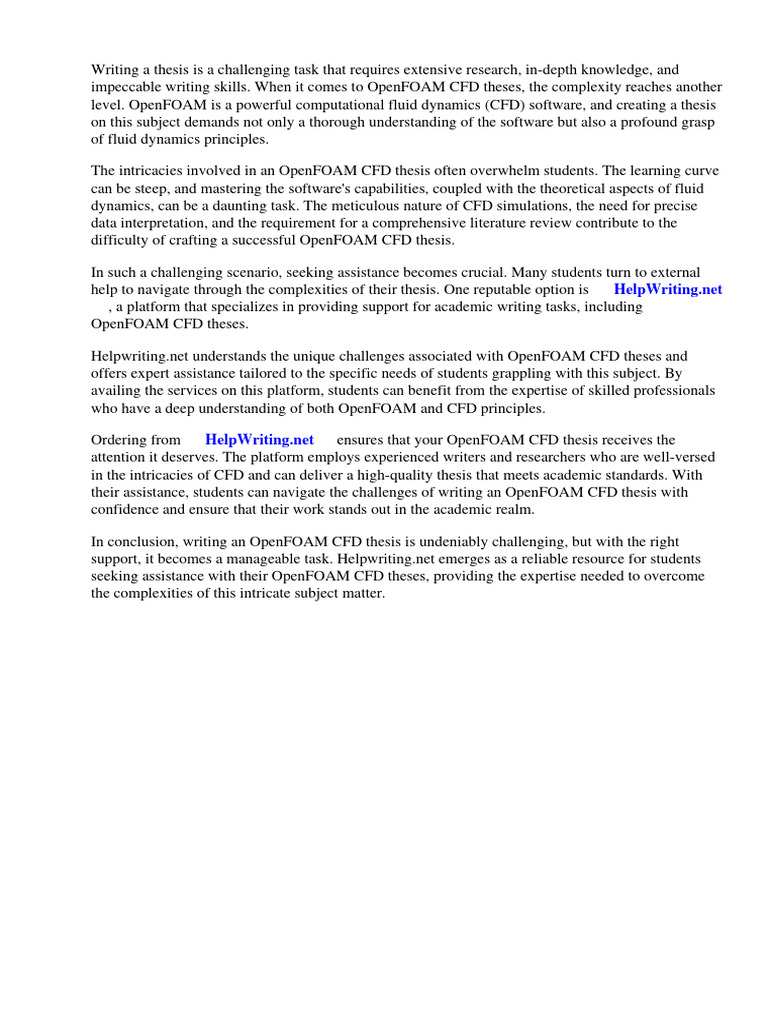 Openfoam Cfd Thesis | PDF | Computational Fluid Dynamics | Simulation