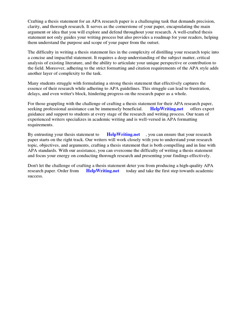 Apa Research Paper Thesis Statement | PDF | Apa Style | Thesis