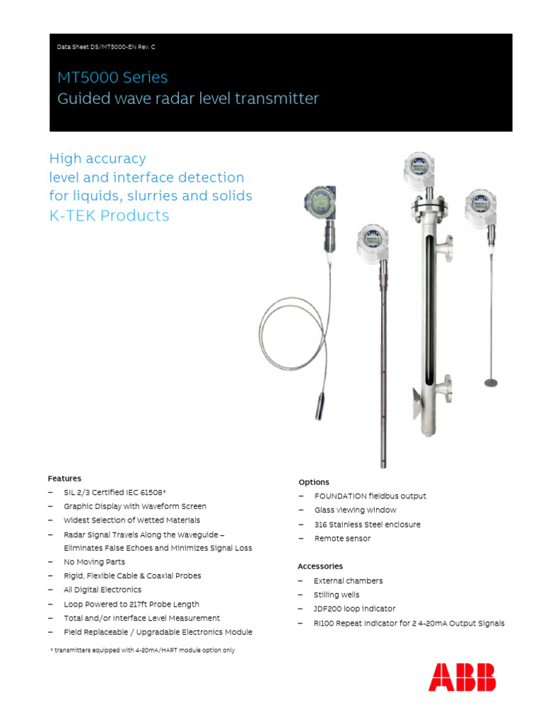 MT5000 Guided Wave Radar Transmitter | PDF | Coaxial Cable | Equipment