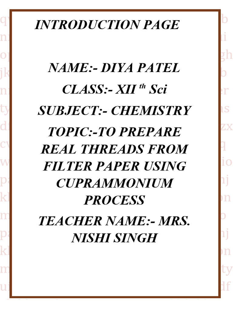 chemistry investigatory project | PDF | Rayon | Solubility