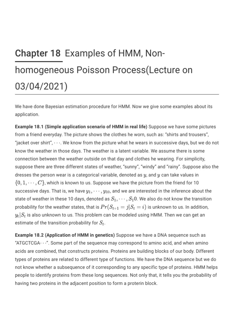 Chapter 18 Examples of HMM, Non-Homogeneous Poisson Process (Lecture On ...