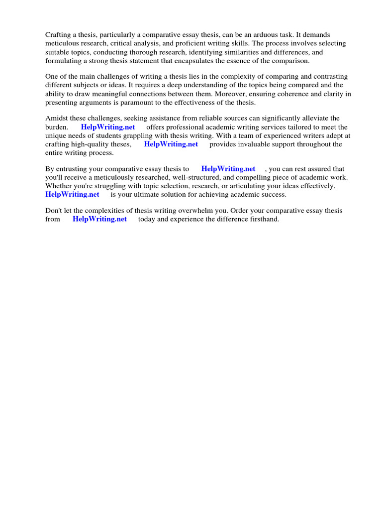Comparative Essay Thesis Example | PDF | Essays | Thesis