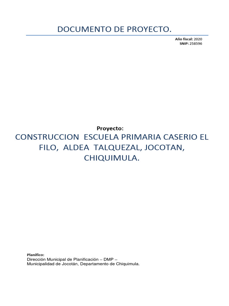 Construcción Escuela Primaria Jocotán | PDF | Educación primaria ...