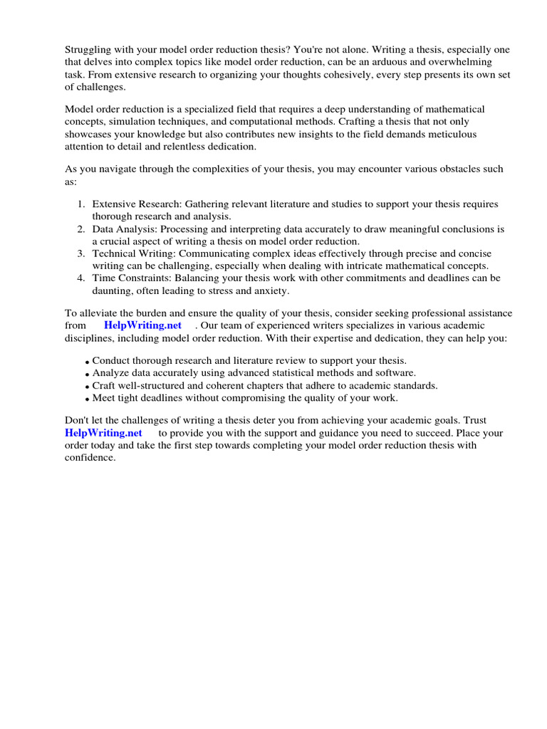 Model Order Reduction Thesis Pdf Matrix Mathematics Mathematical Optimization