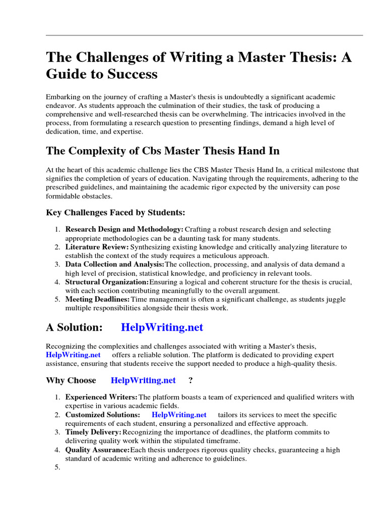 Cbs Master Thesis Hand in | PDF | Methodology | Thesis