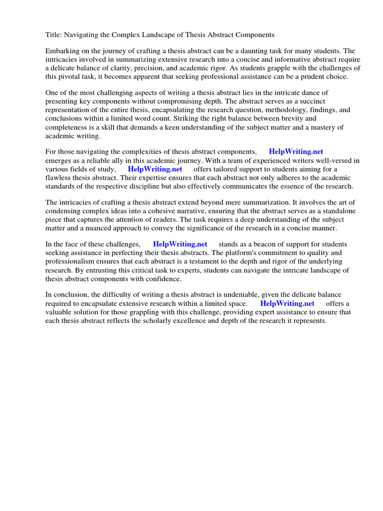 Thesis Abstract Components | PDF | Thesis | Abstract (Summary)