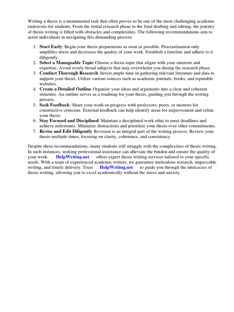 Writing Thesis Recommendations | PDF | Thesis | Science