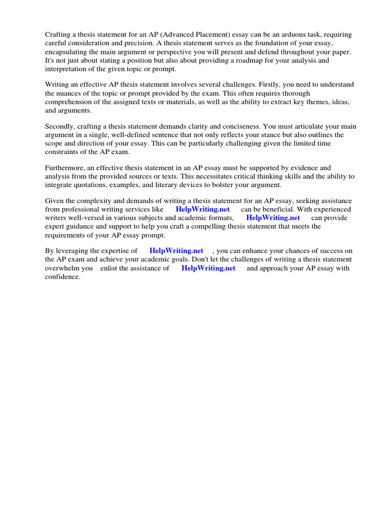 How To Write An AP Thesis Statement | PDF | Essays | Thesis