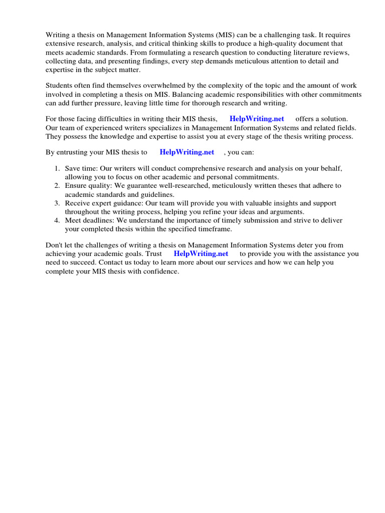 Thesis Management Information Systems | PDF