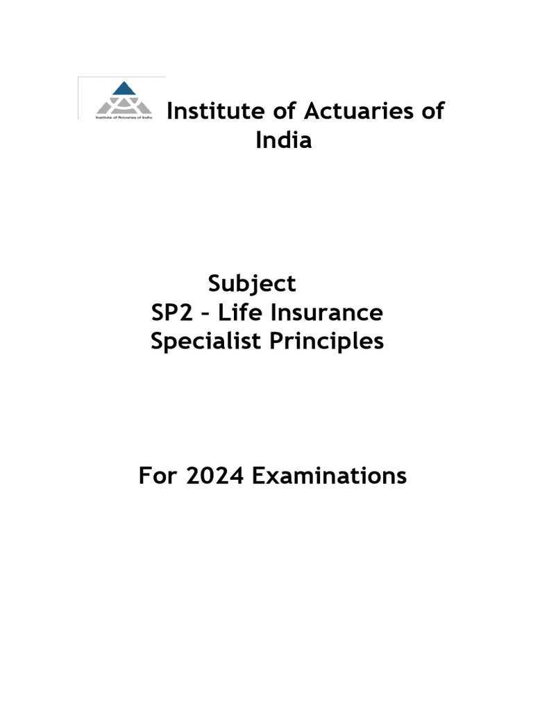 IAI SP2 Syllabus 2024 | PDF | Insurance | Life Insurance