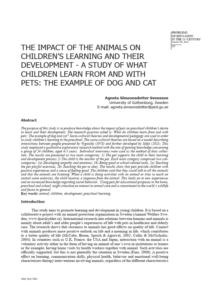 The Impact of Animals On Children Learning | PDF | Pet | Empathy