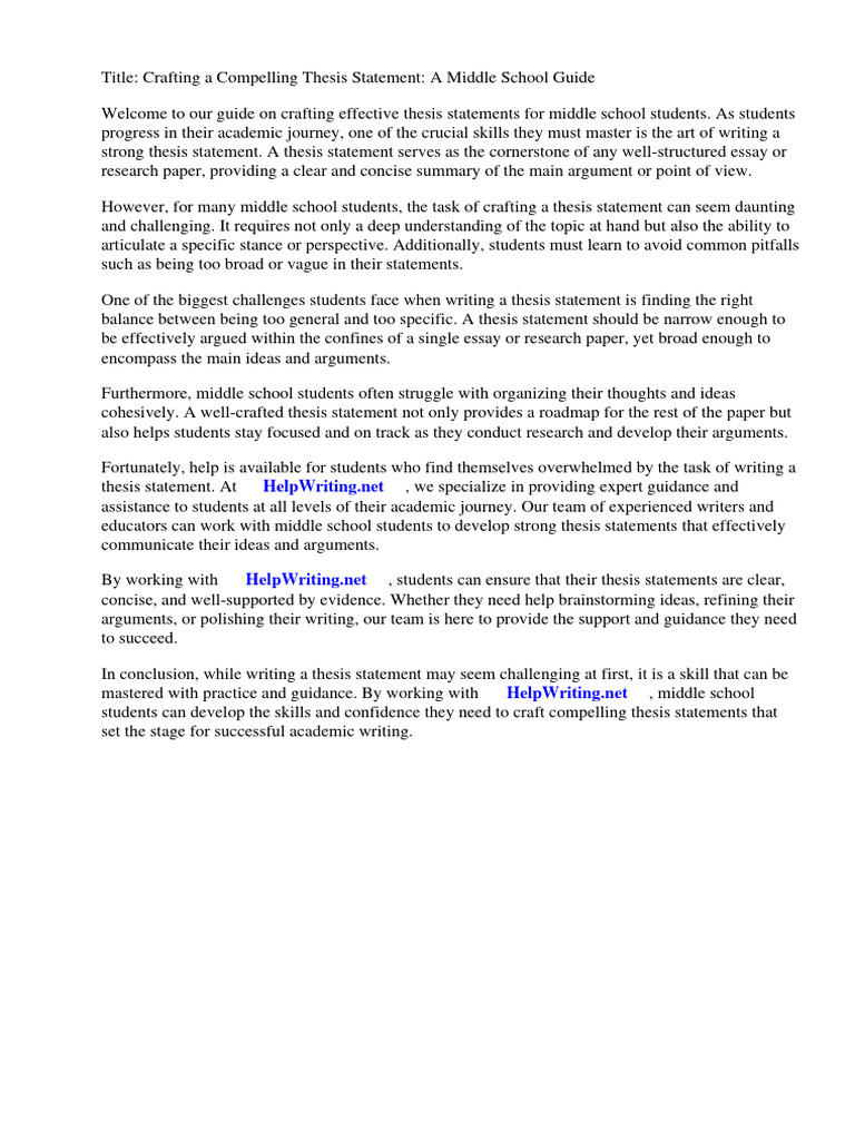 How To Write A Thesis Statement Middle School Powerpoint | PDF | Essays ...