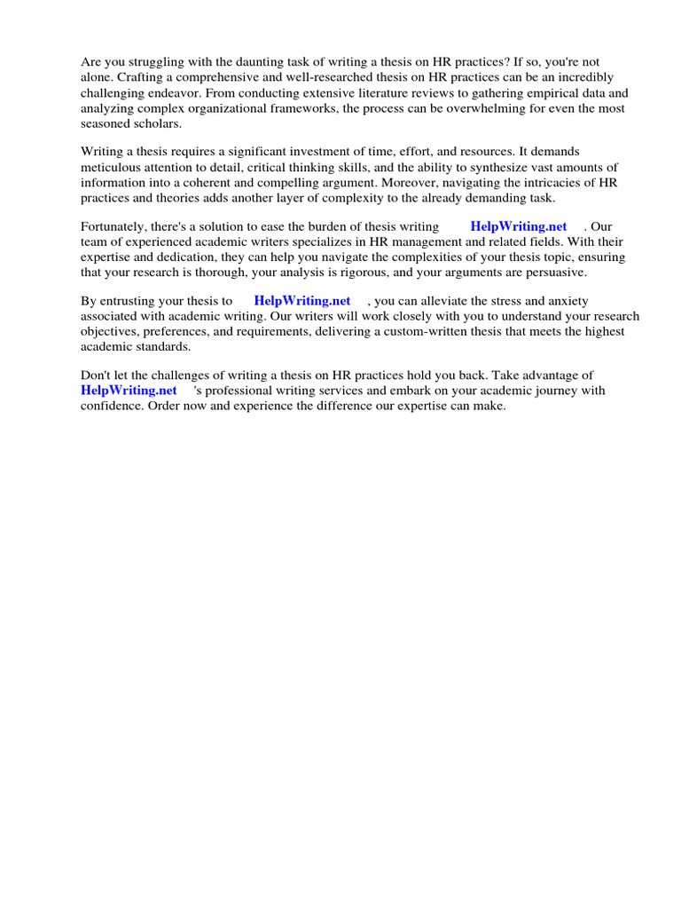 Thesis On HR Practices | PDF | Human Resource Management | Human Resources