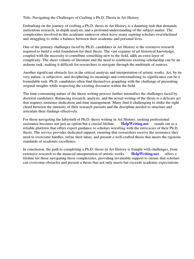 PHD Thesis Art History | PDF | Academic Degree | Thesis