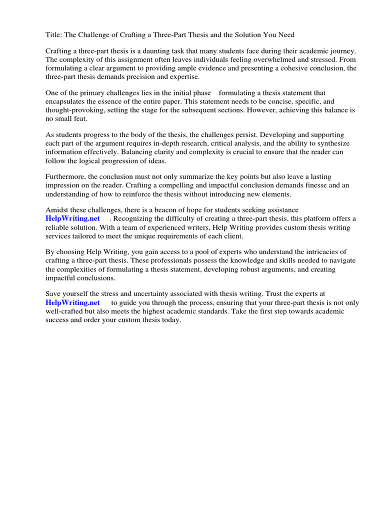 Three Part Thesis | PDF | Essays | Thesis