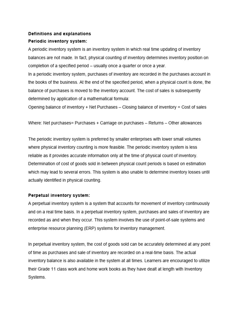 Accounting GR 12 Inventory Notes | PDF