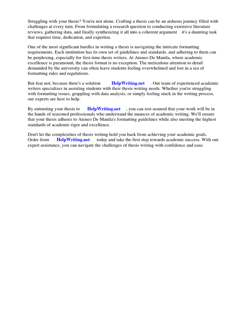 Thesis Format Ateneo de Manila | PDF | Thesis | Philippines