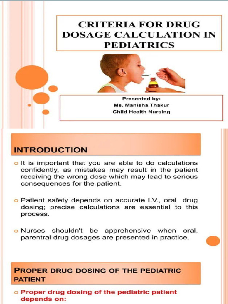 Pediatrics Drug Dose Calculation | PDF